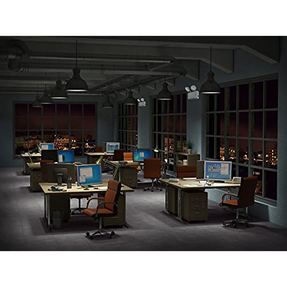 Compass CU2WG Emergency Lights for Power Failure with 2 Adjustable LED Lamp Heads, 90-Minute Run Time, Commercial Grade UL924 Wet Location Remote Capable, 120-277V, Grey