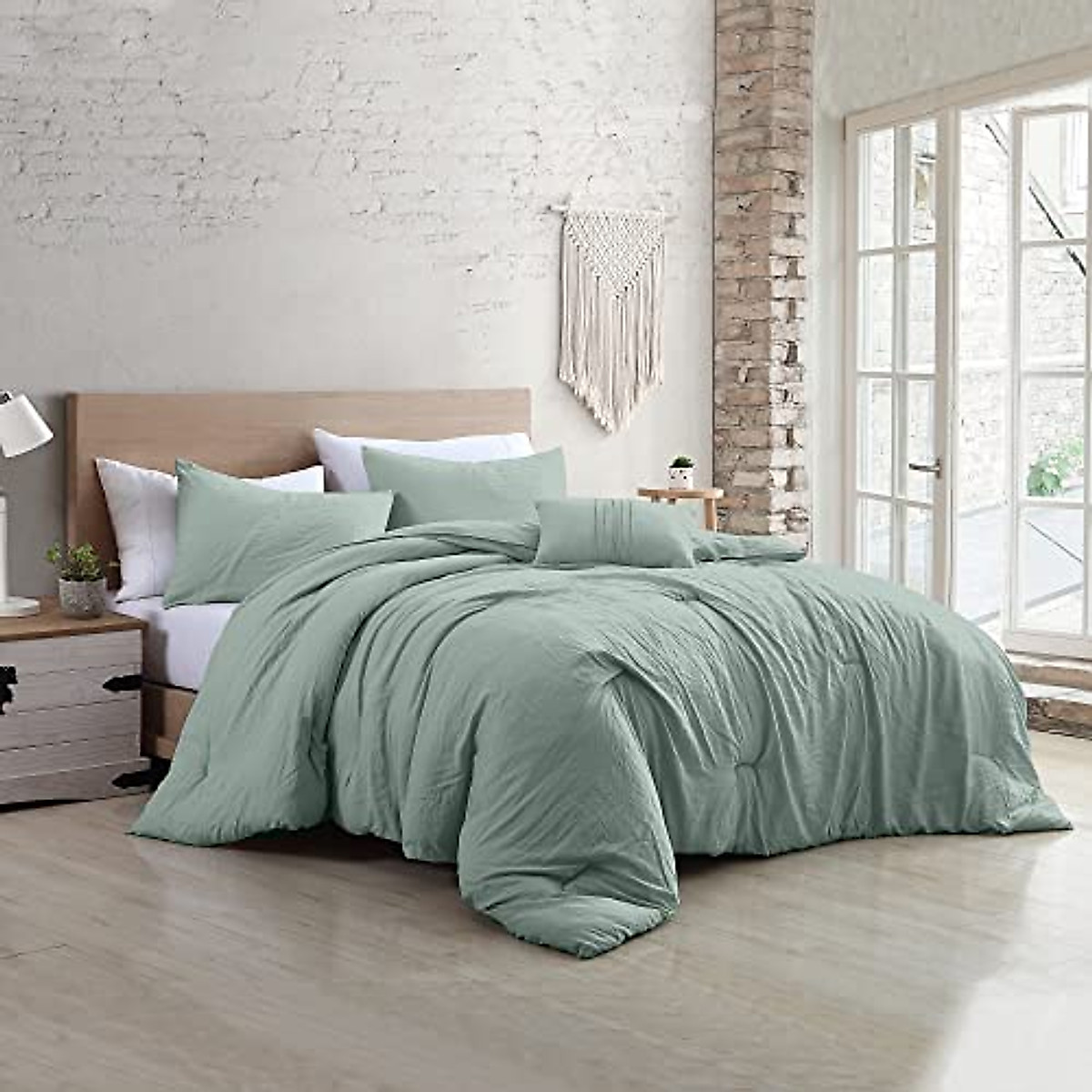 Modern Threads - Comforter Set - Down Alternative Brushed Microfiber - Elegant All Season Bedspread Set - Includes Comforter, Shams, & Decorative Pillow - Luxurious Bedding - Queen, Spa