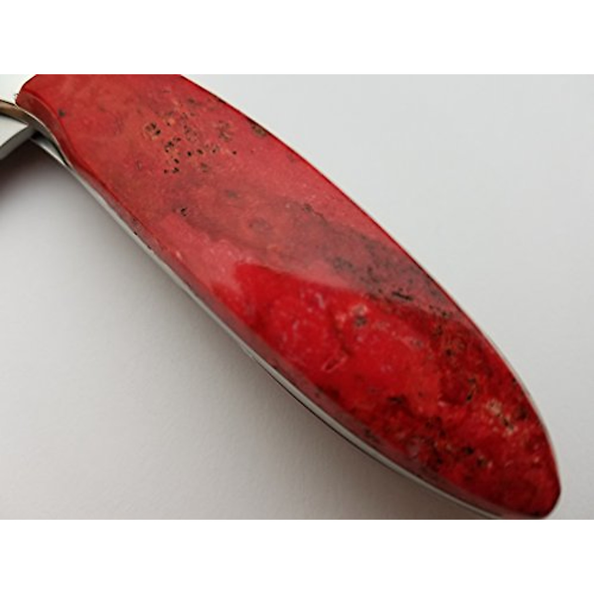Santa Fe Stoneworks Red Coral Handle Pocketknife on Leek Blade
