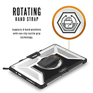 URBAN ARMOR GEAR UAG Designed for Microsoft Surface Pro 7 Plus/Pro 7/Pro 6/Pro 5 (LTE)/Pro 4 Case Plasma w/Hand Strap & Shoulder Strap Feather-Light Rugged Military Graded Protective Cover Ice