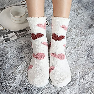 Aivanart Fuzzy Socks for Women,6 Pairs Soft Fluffy Cozy Slipper Socks,Comfy Warm Winter Sleep Plush Bed Socks for Valentine's Day Gifts