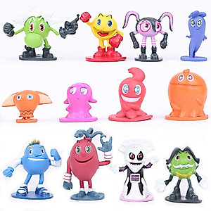 Seamont New Gift PAC-Man and The Ghostly Adventures 12 pcs Movie Action Figure Kids Toy Xmas Gift Cute, 3-5cm