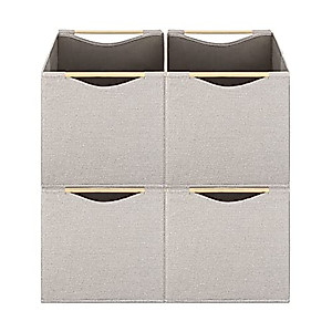 Navaris Foldable Storage Cubes (Set of 4) - 12x12x12 Storage Cube Bins Compatible with Kallax - Storage Bins for Shelf Unit Fabric and Wood Baskets