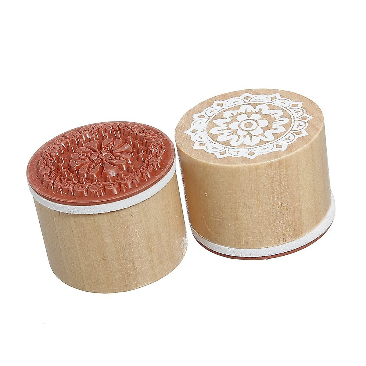 ESSISH Inkpad Craft Multi Gradient Green 4 x Colors Ink Stamp Pad Oil Based with 6 Assorted Wooden Rubber Stamp