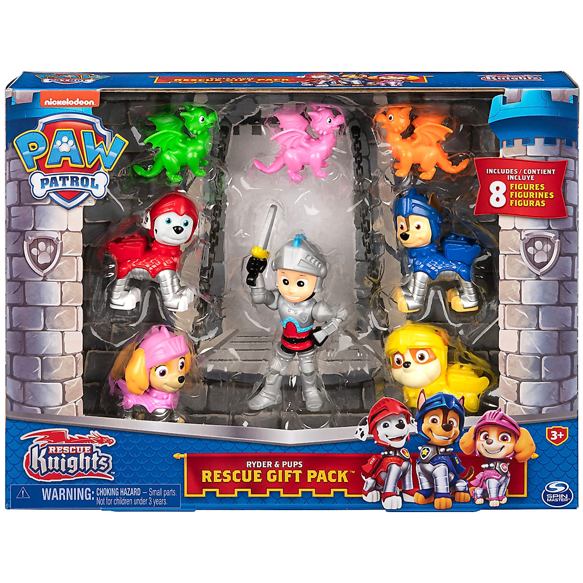 Paw Patrol, Rescue Knights Ryder and Pups Figure Gift Pack with 8 Toy Figures, Kids Toys for Ages 3 and up