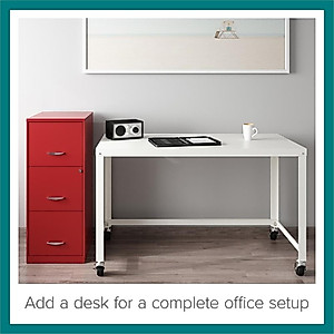 Hirsh Industries Space Solutions 3 Drawer Metal Vertical File Cabinet with Lock Lava Red