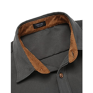 COOFANDY Men's Shirt Jacket Lightweight Flannel Plaid Shirt Long Sleeve Button Shirts Dark Grey