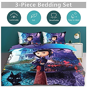 SHELLCELL Co.ra.line 3 Pieces Duvet Cover Set, Soft Bedding Comforter Cover Set with Zipper Closure, 1 Duvet Cover and 2 Pillowcases for Bedroom All Season 79""x90"", Style 1