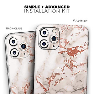 Design Skinz Rose Pink Marble & Digital Gold Frosted Foil V5 - DesignSkinz Protective Vinyl Decal Wrap Skin Cover Compatible with The Apple iPhone 11 (Full-Body, Screen Trim & Back Glass Skin)