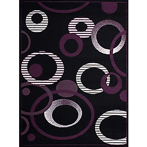 United Weavers Dallas Hip Hop Runner Rug – Plum, 2x8 Runner, Modern Indoor Area Rug with Jute Backing, Circular Geometric Design