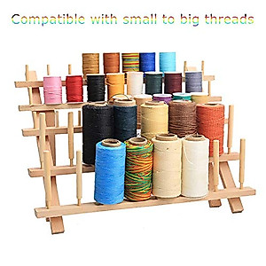 Enkarl Embroidery Thread Holder, Sewing Wooden Thread Rack Organizer, 46 Spool with Hanging Hooks for Quilting Hair-braiding