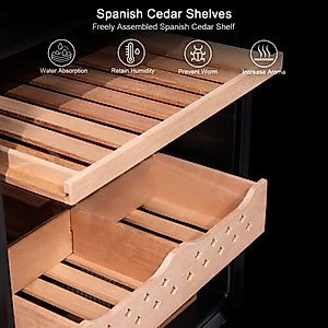 VITESSE 50L 250 Counts Electric Cabinet with 59℉-72℉ Temperature Control and Humidity Control,Electric Cooler with Spanish Cedar Wood Drawer Shelves & Digital Hygrometer Displays,Gift for Men