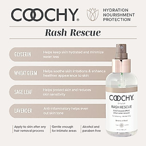 Coochy Rash Rescue Post Shave Spray - Natural Hydrating After Shave Skincare Moisturizer - Ingrown Hair Body Mist - Botanical Blast, 4 fl oz/118 mL