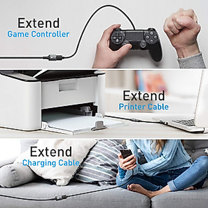 ITD ITANDA USB Extension Cable 6FT USB 3.0 Extension Cord A Male to A Female Nylon Braided Material for Playstation, Xbox, Keyboard, Mouse, USB Flash Drive, Printer, Camera and More (6FT, Grey)