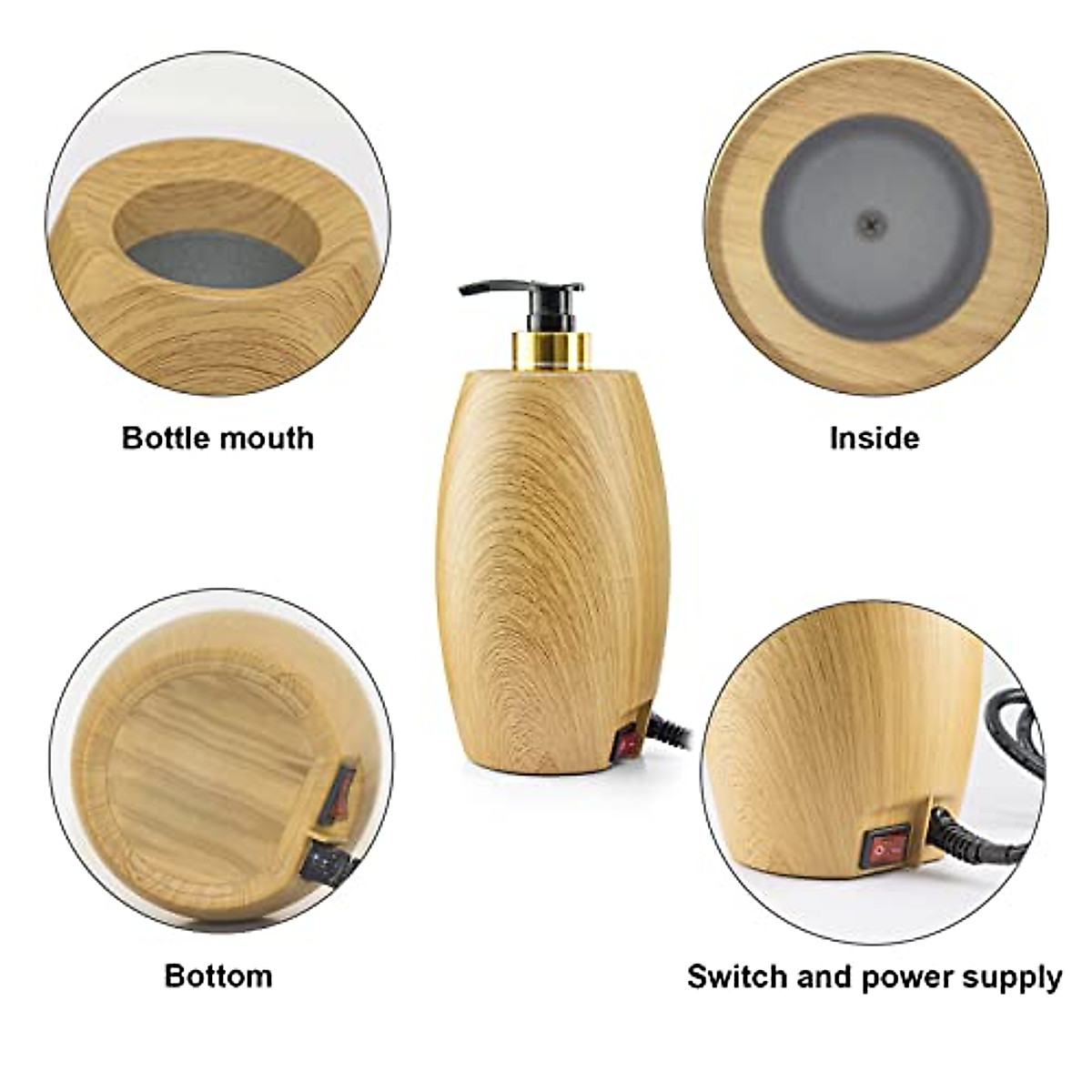 Electric Bottle Warmer for Massage Oil Lotion Gel 131°F Constant Temperature with 9.13 Fl.oz Plastic Bottle Elitzia ETOH843N Natural Colour