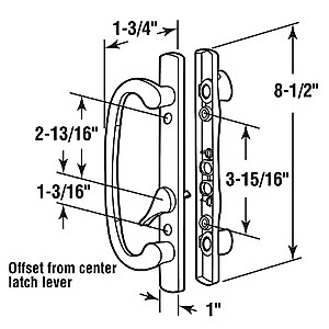 Prime-Line C 1280 Mortise Style Sliding Patio Door Handle Set - Replace Old or Damaged Door Handles Quickly and Easily – White Diecast, Non-Keyed, Fits 3-15/16 In. Hole Spacing (1 Set)