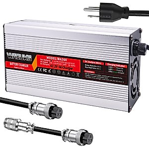 WAOUKS 67.2V 5A Charger 67.2V Lithium Battery Charger 60V Smart Charger Output GX16-3pin 1+ 3-/GX16-3pin 1+ 2- Connector Used for 16S 60V Li-ion Battery Pack
