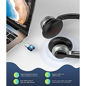 KONNAO Wireless Headset with AI Noise Cancelling Microphone, V5.3 Wireless Headphones with USB Dongle & Mic Mute for Computer/Laptop/PC/iPhone/Android/Cell Phones/Zoom/Ms Teams/Skype