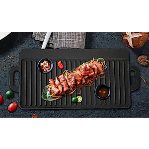 Keleday 20 Inch Cast Iron Griddle Pre-Seasoned Cast Iron Reversible Grill Griddle Pan with Two Handles Square Grill Pan for Stove top Oven and Camping Fire Indoor and Outdoor Use