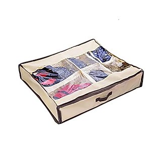 Shonpy underbed shoe cloths Organizer 6 Cells Underbed Foldable Closet Organizers,Beige