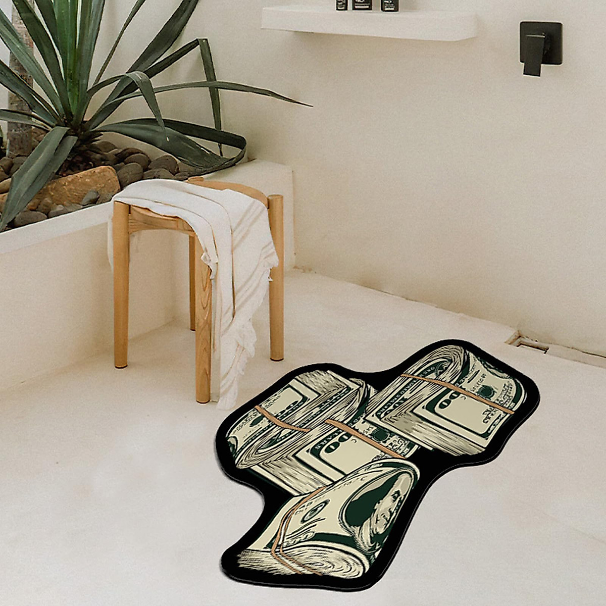 100 Dollar Bill Rug Art Money Carpet Cozy Soft Bedroom Carpets Living Mat Decoration Bathroom Be Absorbent Rug Rugs Room Door Mat (E, 23.6 * 35.4 in)