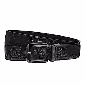 Coach 38 Mm Cts Harness Signature Leather, Black, One Size