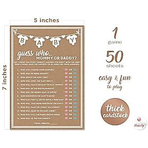 Party Hearty Baby Shower Games for Girl or Boy, 50 pcs Mommy or Daddy Guess Who Game, Fun Activity Cards, Gender Neutral, Baby Shower Ideas