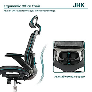 Ergonomic Office Chair, High Back Mesh Office Chair with 4D Adjustable Flip-Up Armrest, Swivel Rolling Computer Desk Chair with Lumbar Support and Adjustable Headrest, Tilt Function, Black