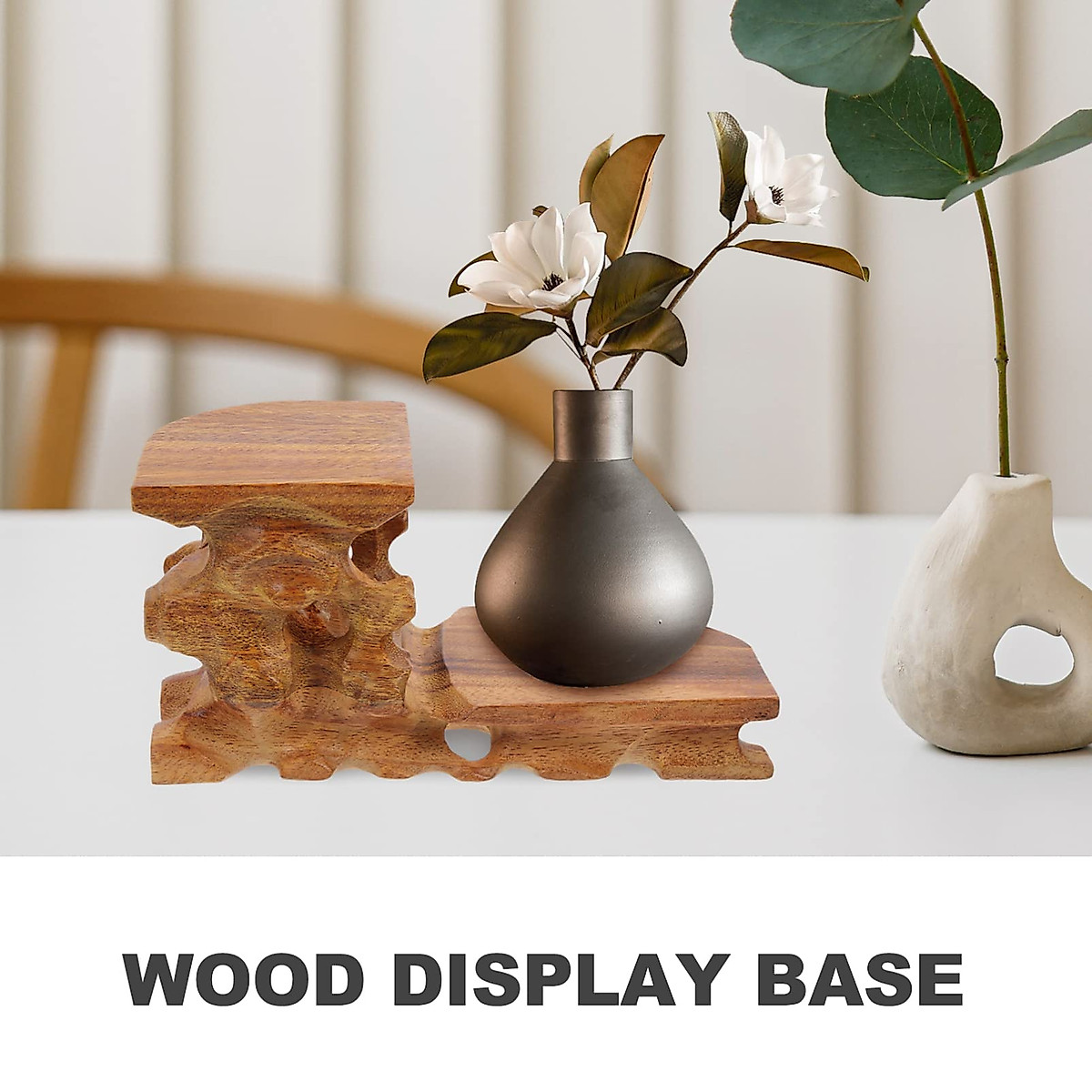Abaodam flower pot ornament base plant trays for pots wood Planter Stands flower pot rack plant saucers wooden planter risers plant stand buddha statue wooden base Green