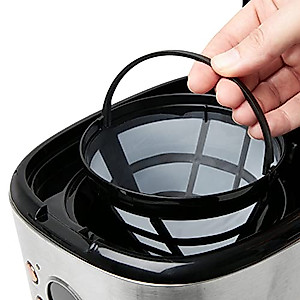 HADEN 75106 Heritage Innovative 12 Cup Capacity Programmable Vintage Retro Home Countertop Coffee Maker Machine with Glass Carafe, Steel/Copper