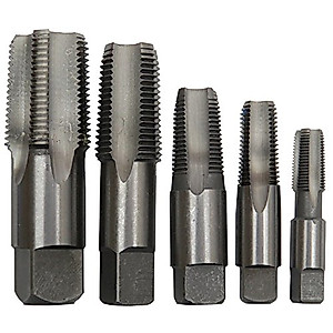 Drill America - POUCSNPT5 5 Piece NPT Pipe Tap Set (1/8", 1/4", 3/8", 1/2" and 3/4"), Plastic Pouch Case, POU Series