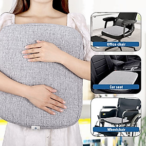 remedic Gel Seat Cushion - Double Thick Incontinence Non-Slip Pad Chair Cushion Breathable Honeycomb Pressure Wheel Design Moisture Proof Machine Washable Fabric Cover Grey