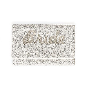 Pretty Robes BRIDE Clutch for Wedding Day, Beaded Bride Purse for Bachelorette, Silver Bride Bag, Bridal Shower & Engagement Gifts for Bride To Be