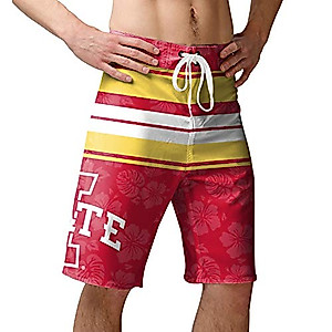 FOCO Iowa State Cyclones NCAA Mens Hibiscus Boardwalk Stripe Boardshorts - L
