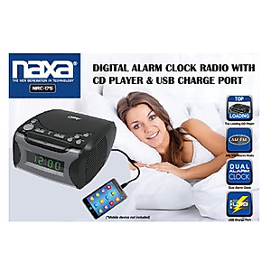Digital Alarm Clock Radio with CD Player and USB Charge Port