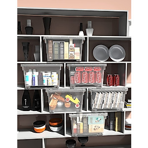 17 Quart Clear Storage Latch Box/Bin, 4-Pack Plastic Stackable Box Organization with Wheels Latching Handle and Lid