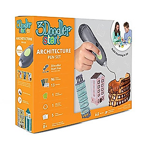 3Doodler Start Architecture Themed 3D Pen Set for Kids, Grey Pen, with 4 Pack of Refill Plastic Filaments