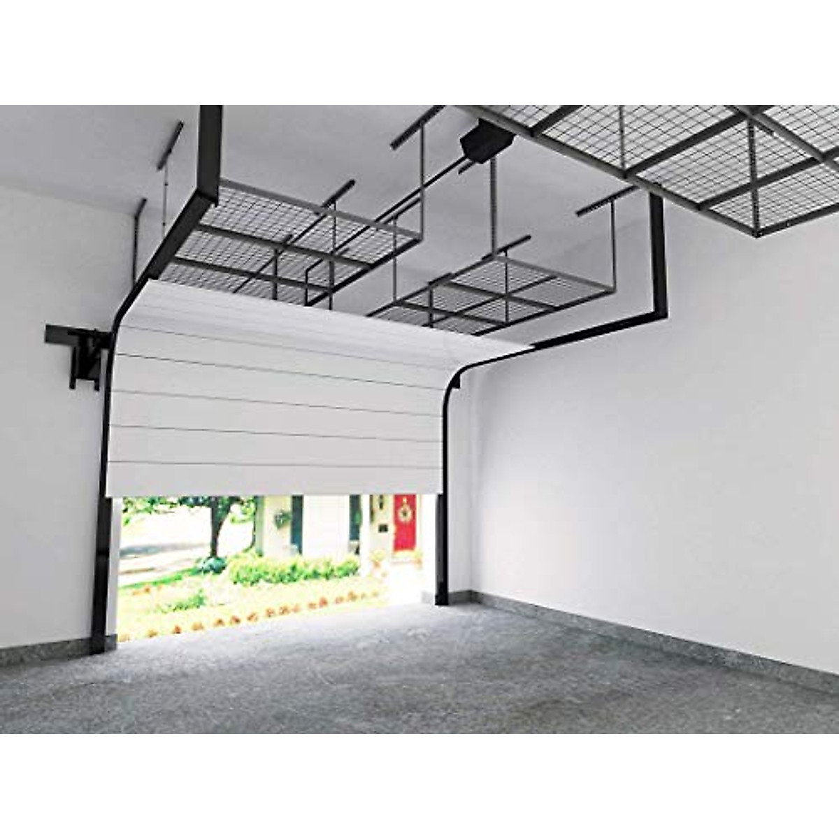 FLEXIMOUNTS 4x8 Overhead Garage Storage Rack, Garage Storage Organization Systerm, Heavy Duty Metal Garage Ceiling Storage Racks, 2 pack, Black