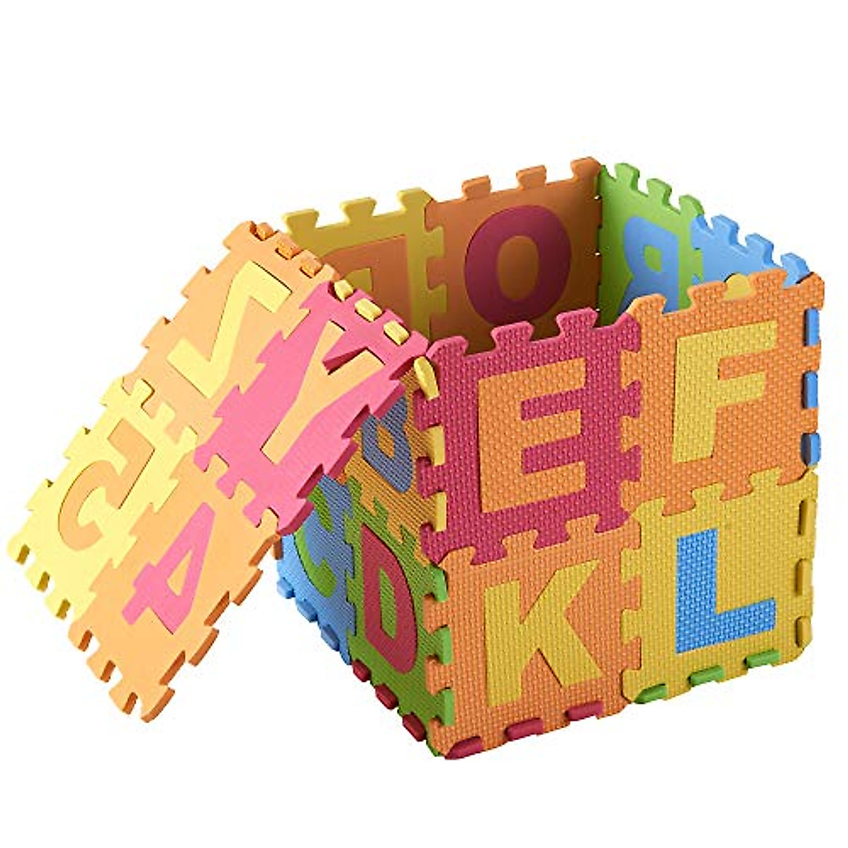 DIMPLE Kids Foam Play Mat (36-Piece Set) 6.25 x 6.25 Inches Interlocking Alphabet and Numbers Floor Puzzle Colorful EVA Tiles Girls, Boys Soft, Reusable, Easy to Clean