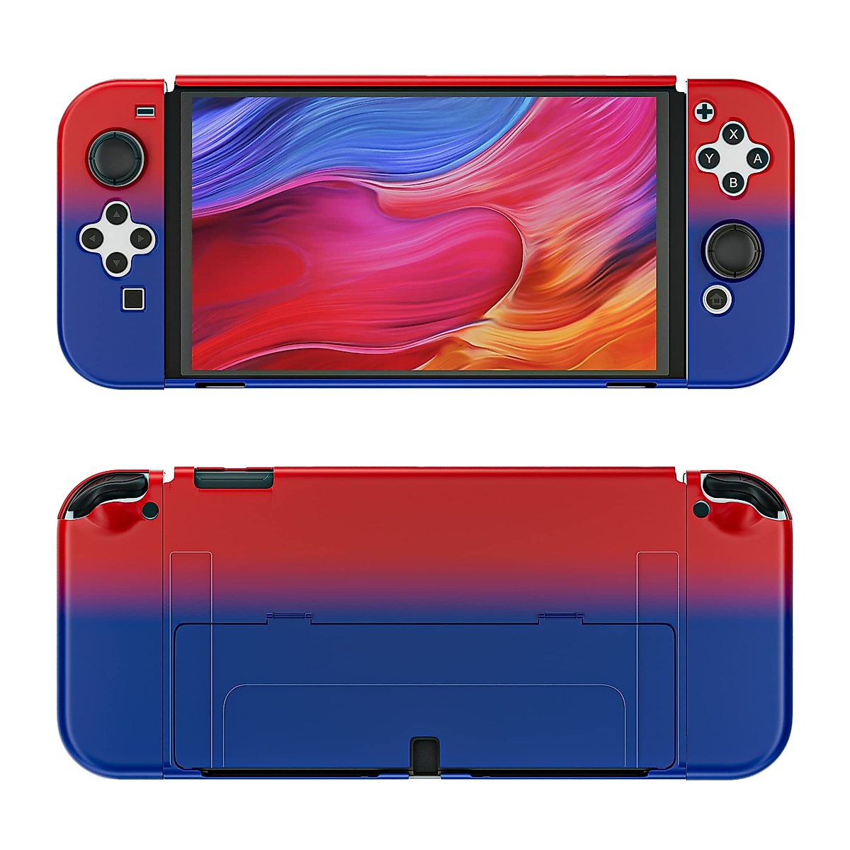 FANPL for Nintendo Switch OLED Case, Dockable Protective Case Cover for Switch OLED and Joy Con Controller (Red & Blue)