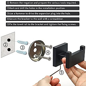 Towel Bar Set, Feeloco 5-Piece Bathroom Hardware Set - 24 Inch Bathroom Towel Rack for Hanging Towels and Bath Towels