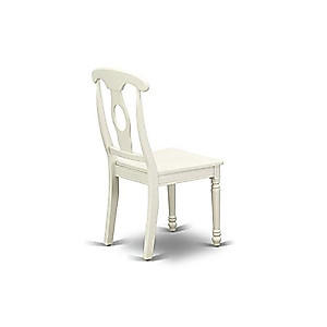 East West Furniture BOKE5-LWH-W 5 Piece Kitchen Table Set for 4 Includes a Round Dining Room Table and 4 Solid Wood Seat Chairs, 42x42 Inch, Linen White