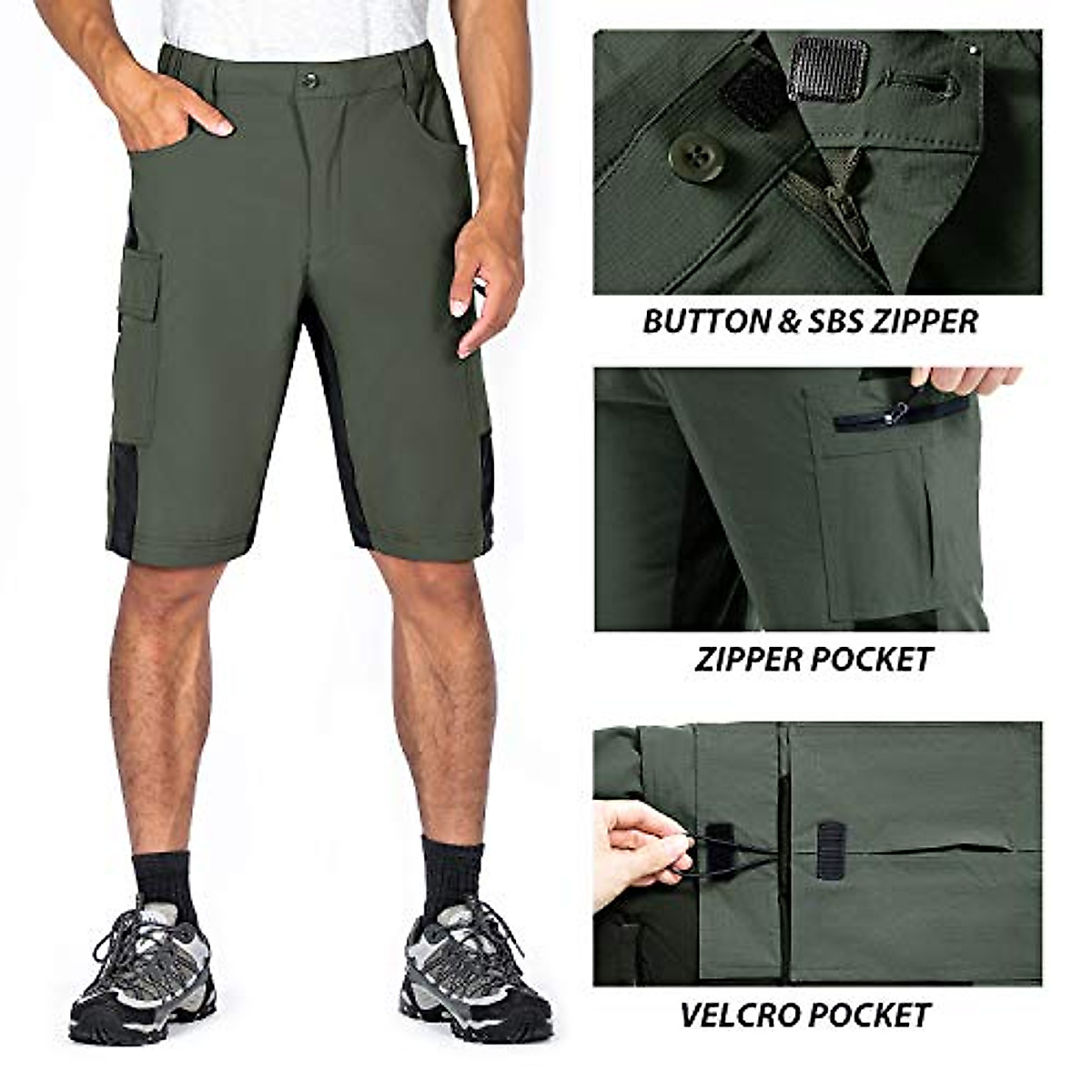 Cycorld Men's-Mountain-Bike-Shorts MTB-Shorts-for-Men Quick Dry Lightweight with Pockets Cycling Riding Biking Baggy Shorts(Green, Large)