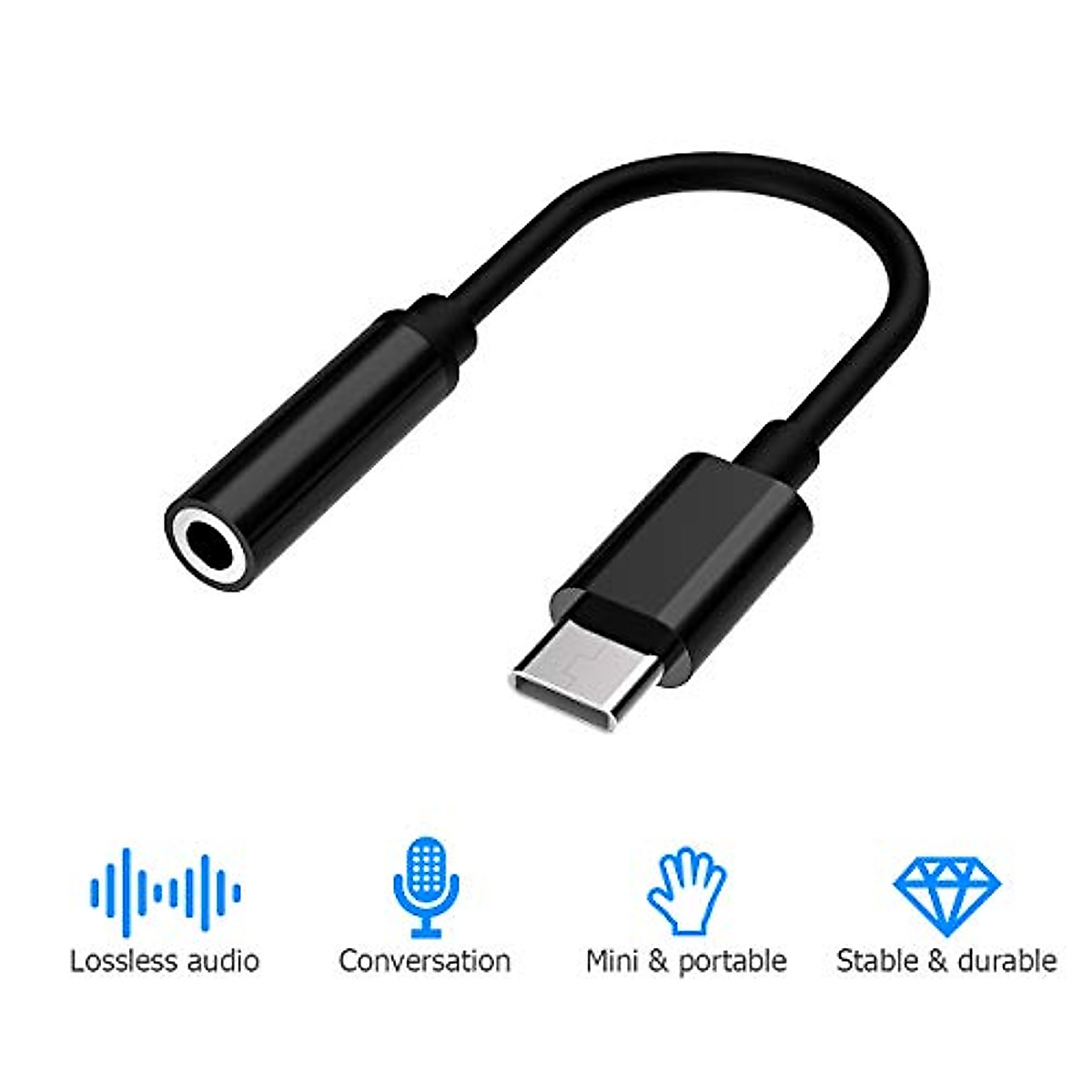 UKCOCO USB Type C to 3.5mm Headphone Jack, 3 Pack Audio Earphone Cable Converter for One Plus 6t, Huawei Tablet M5, Moto Z Z Droid Force Play and USB C Device