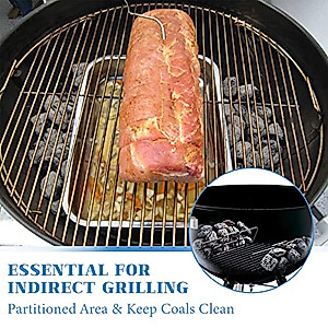 OLIGAI Stainless Steel Charcoal Rails for Weber Charcoal Grill,Indirect BBQ Grilling Accessories for 18/22/26 Inch Weber,Replacement for 7402 Charcoal Rails(Set of 2)