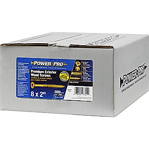 Power Pro 967775 Wood Screws, #8 x 2", Premium Outdoor Deck Screws, Rust Resistant, Epoxy Coated Bronze, 3000pcs Box