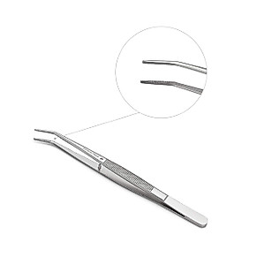 Stainless Steel Tweezers, with Curved Serrated Tip Multipurpose Tweezers Sewing Machine Tweezers Forceps for Craft Repairing (5PCS)