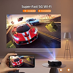 NexiGo PJ40 Movie Projector, 600 ANSI Lumens, Native 1080P, 4K Supported, 300 Inch, Auto Vertical Keystone, Zoomable, 20W Speakers, WiFi, Bluetooth 5.1, Compatible w/TV Stick, iOS, Android (Black)