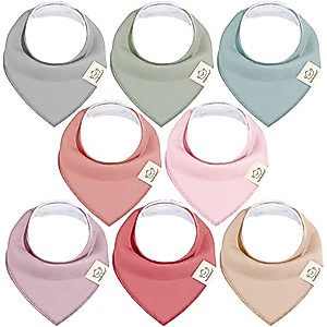 8-Pack Organic Baby Bandana Drool Bibs for Girls - Baby Bibs for Baby Girls, Baby Boys, Soft Cotton Bandana Bibs, Baby Drool Bib, Teething Bibs for Infant, Toddler, Bib Girl (Muted Pastel)