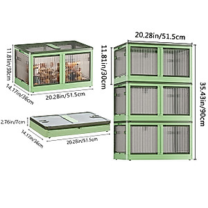 Stackable Storage Bins with Lids and Wheels, Stackable and Sturdy, Collapsible Plastic Storage Containers, Functional Folding Storage Box, Bedroom, Living Room, Study Room, Toy Room